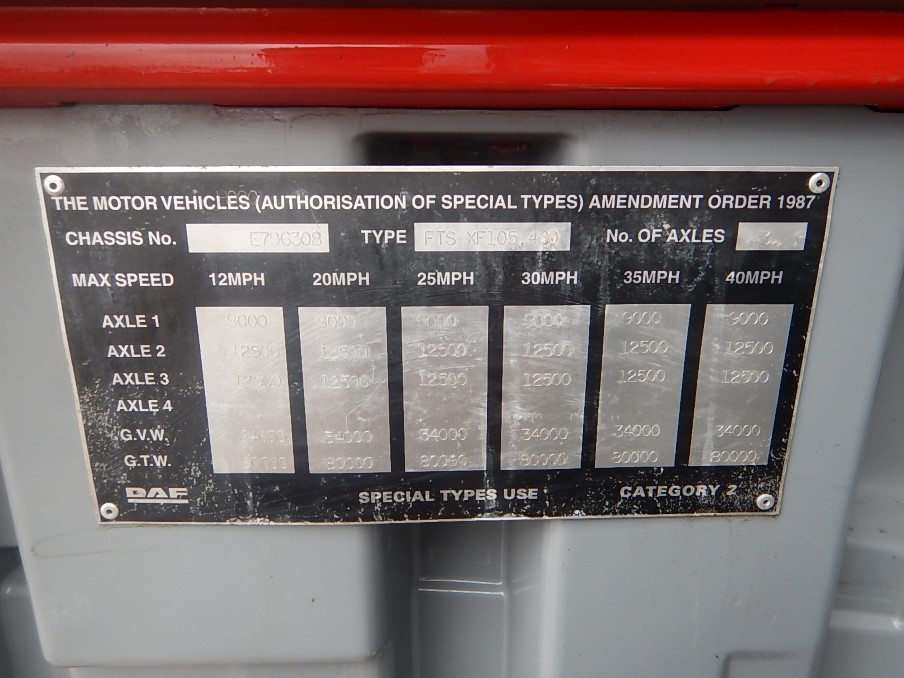DAF XF105 460 SPACE CAB 80 TONNE SPECIAL TYPES 6 X 2 TAG AXLE TRACTOR ...
