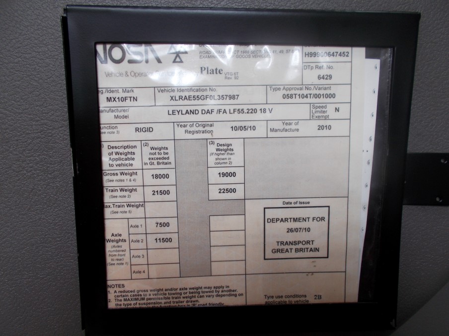 DAF LF55 4X2, 18 TONNE CURTAINSIDER – 2010 - MX10 FTN - Walker Movements