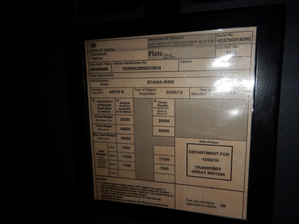 SCANIA V8 R500 (SCR) EURO 5 6X2 TAG AXLE TRACTOR UNIT - 2013 - DX13 LVW ...