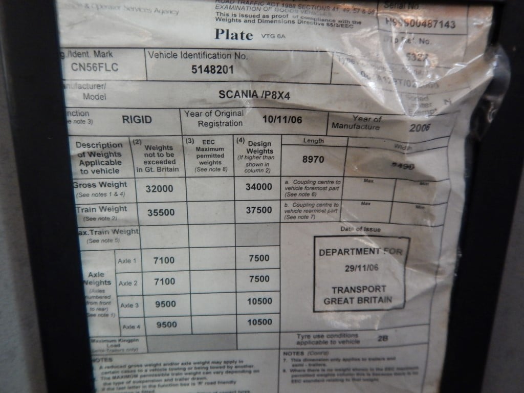 SCANIA P340 8X4 ALUMINIUM INSULATED TIPPER - 2006 - CN56 FLC - Walker ...