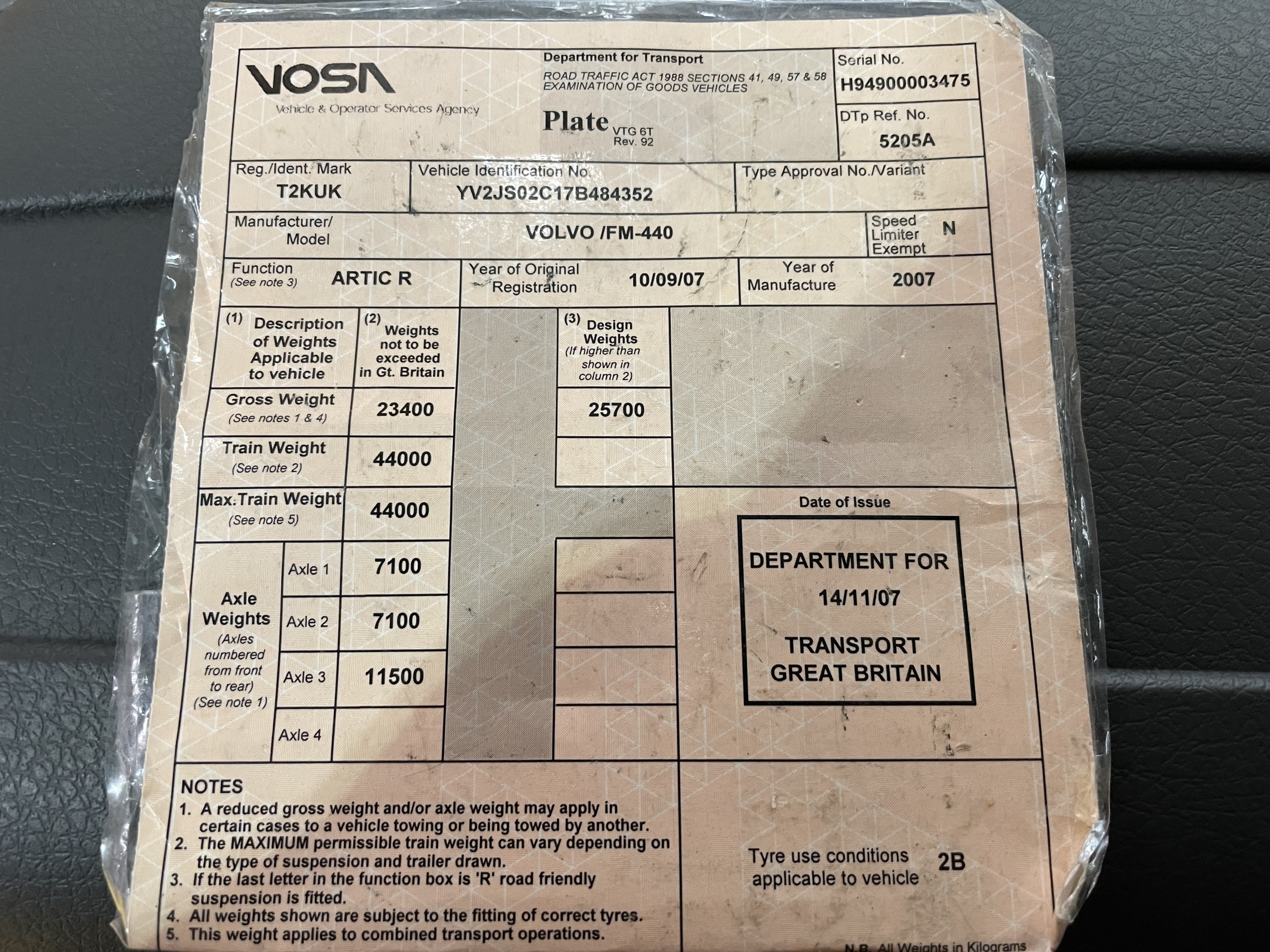 VOLVO FM GLOBETROTTER 440, 6X2 TRACTOR UNIT - 2007 - FJ57 TAU - Walker ...