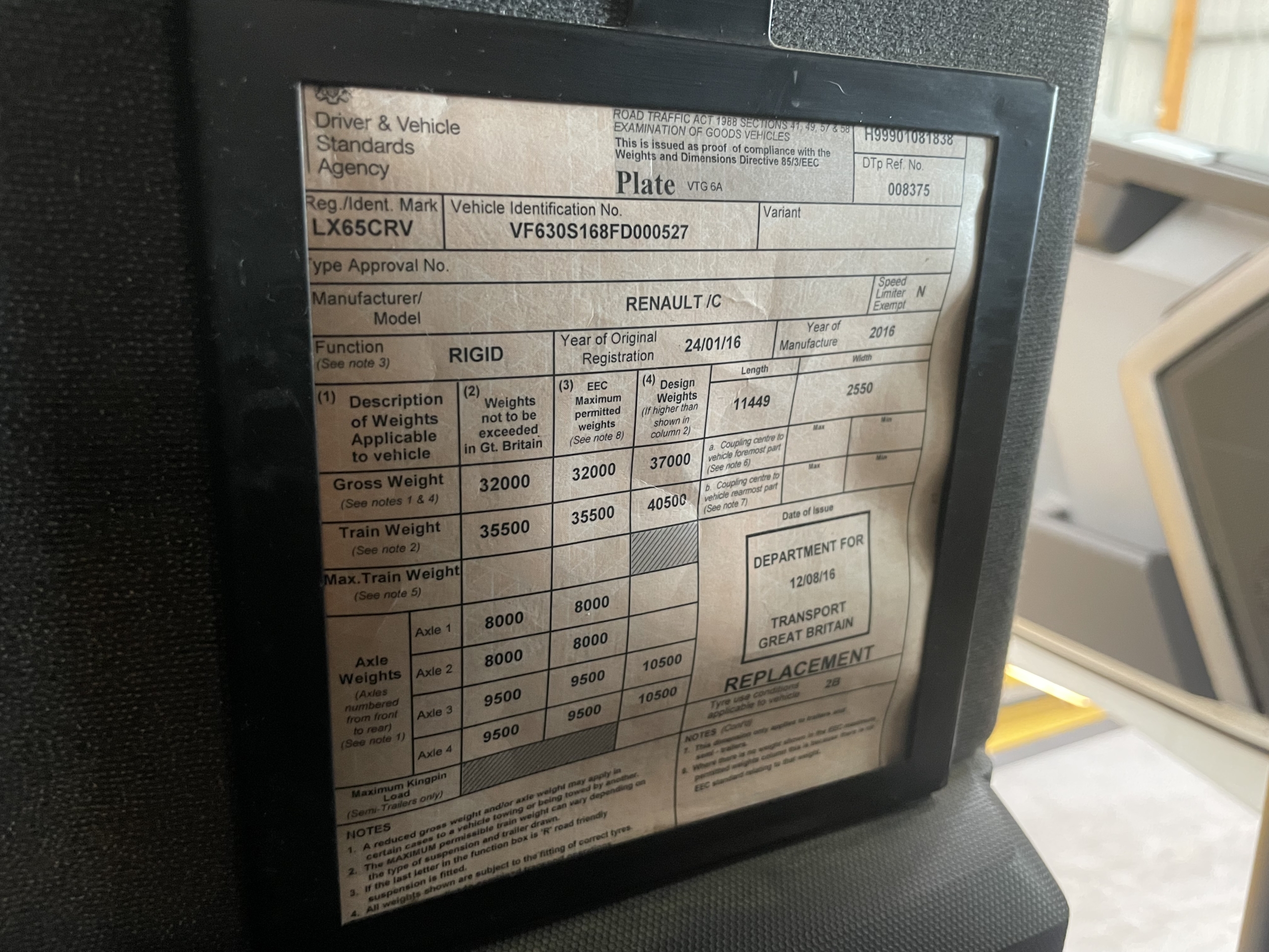 RENAULT C430 *EURO 6* 8X4 ALUMINIUM INSULDATED TIPPER - 2016 - LX65 CRV ...