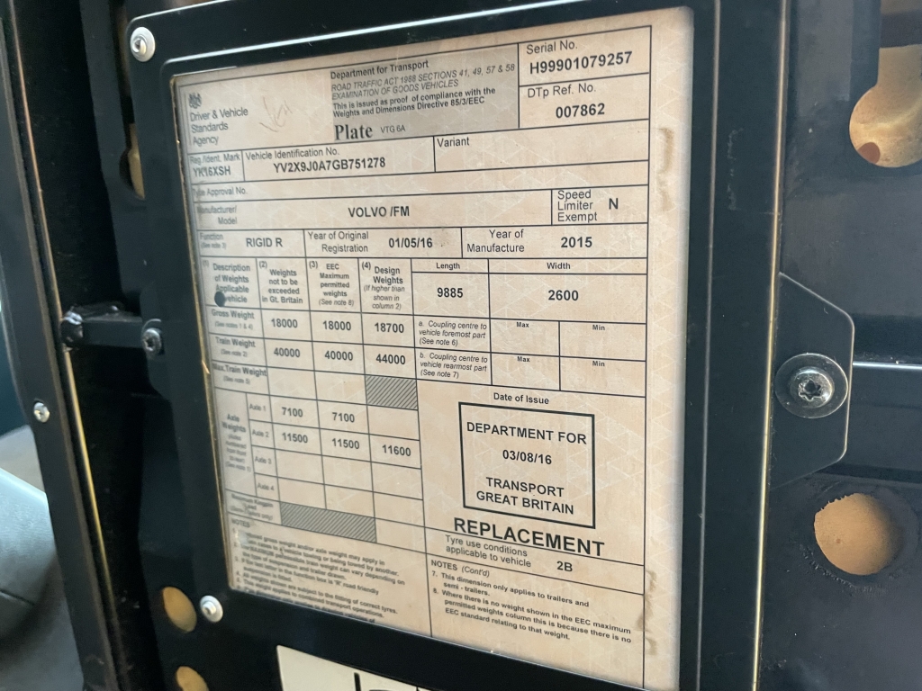 VOLVO FM 330 *EURO 6*, 4X2 18 TONNE DRAWBAR SPEC CHASSIS CAB – 2016 ...